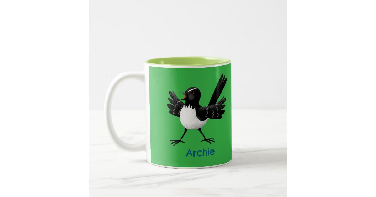 Australian Willie Wagtail cartoon personalised Two-Tone Coffee Mug | Zazzle