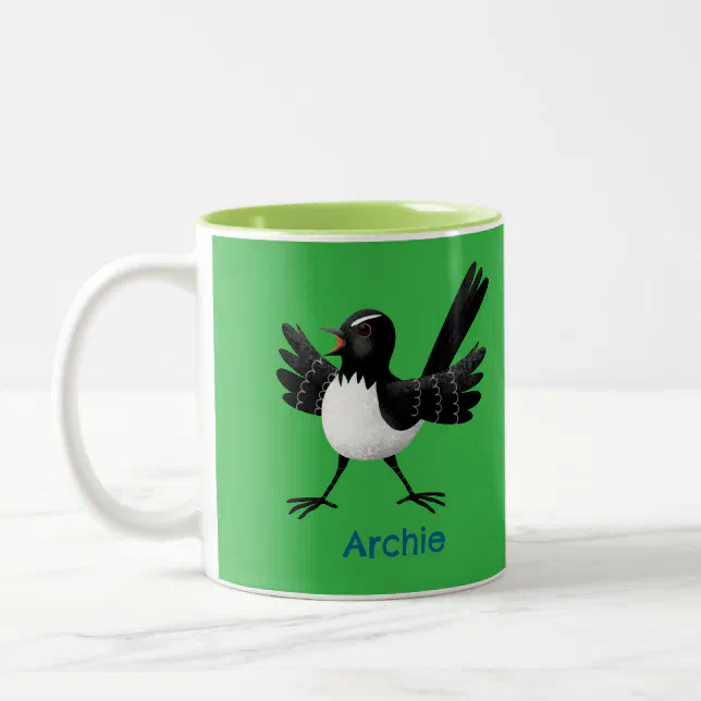 Australian Willie Wagtail cartoon personalised Two-Tone Coffee Mug | Zazzle