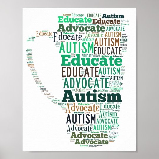 Autism Advocate Educate Poster GoTeamKate | Zazzle.co.uk