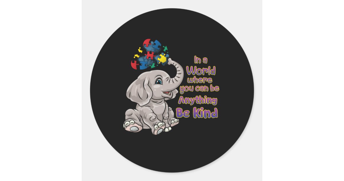 Autism Awareness Be Kind Elephant Puzzle Teacher M Classic Round ...