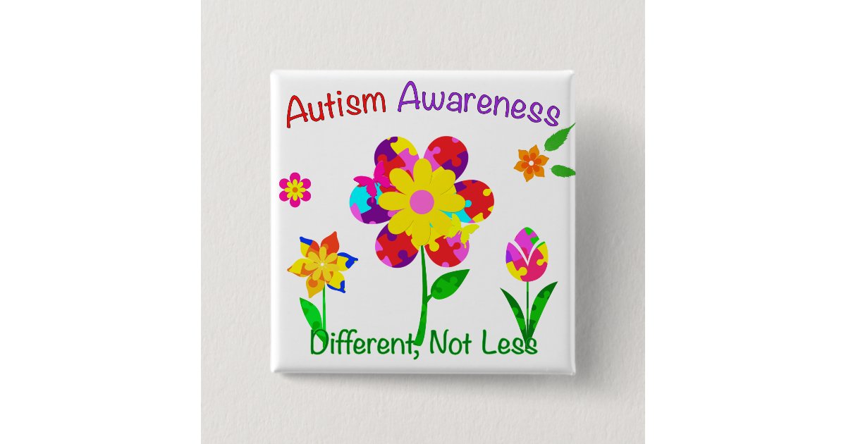Autism Awareness Flowers 15 Cm Square Badge | Zazzle