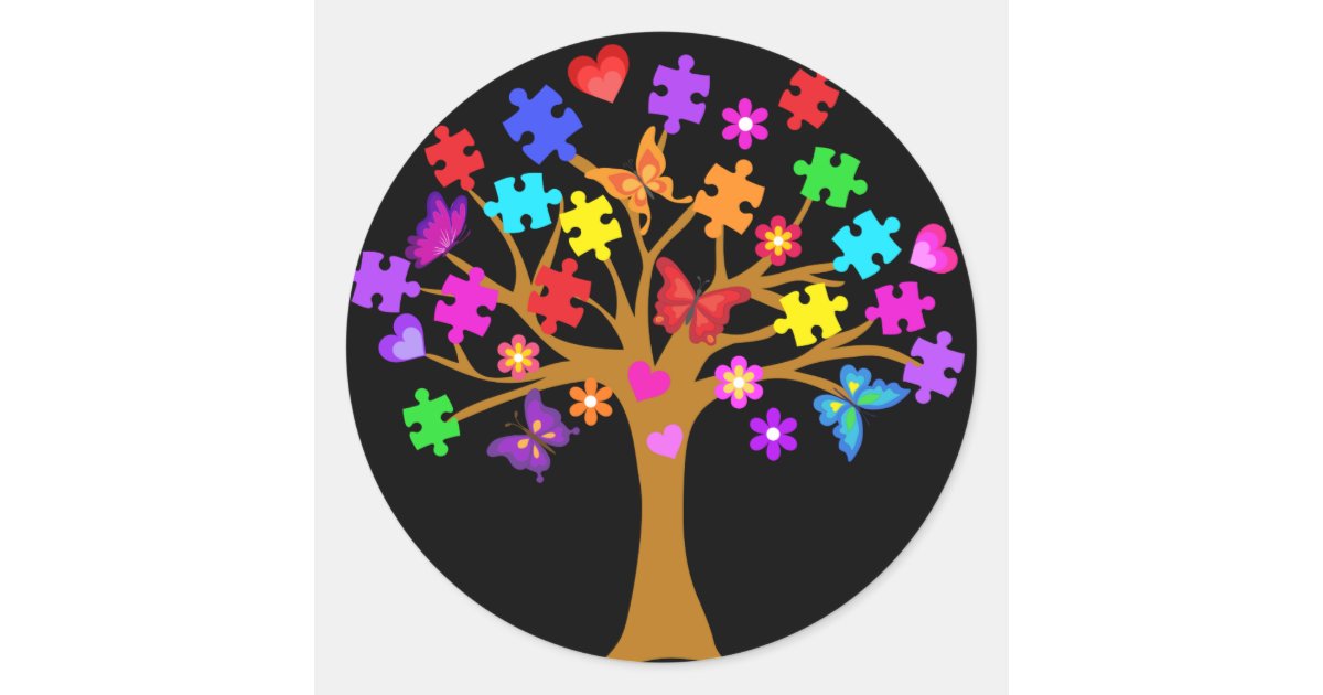 Autism Awareness Tree Classic Round Sticker | Zazzle