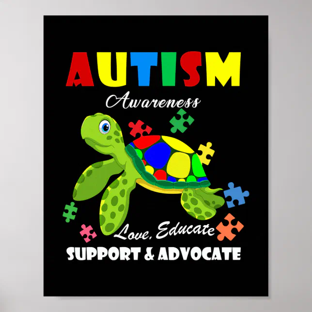 Autism Awareness Turtles Puzzle Mom Support Poster | Zazzle