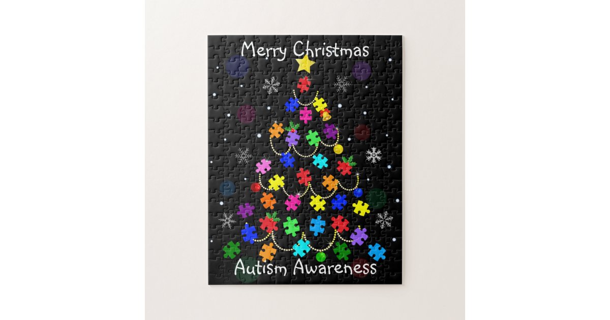 Autism Christmas Tree Jigsaw Puzzle | Zazzle