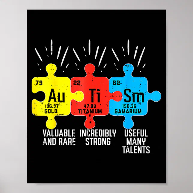 Autism Elements Periodic Table Awareness ASD Supp Poster | Zazzle