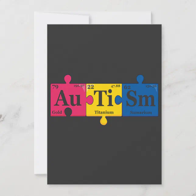 Autism Elements Periodic Table Awareness Chemistry Invitation | Zazzle