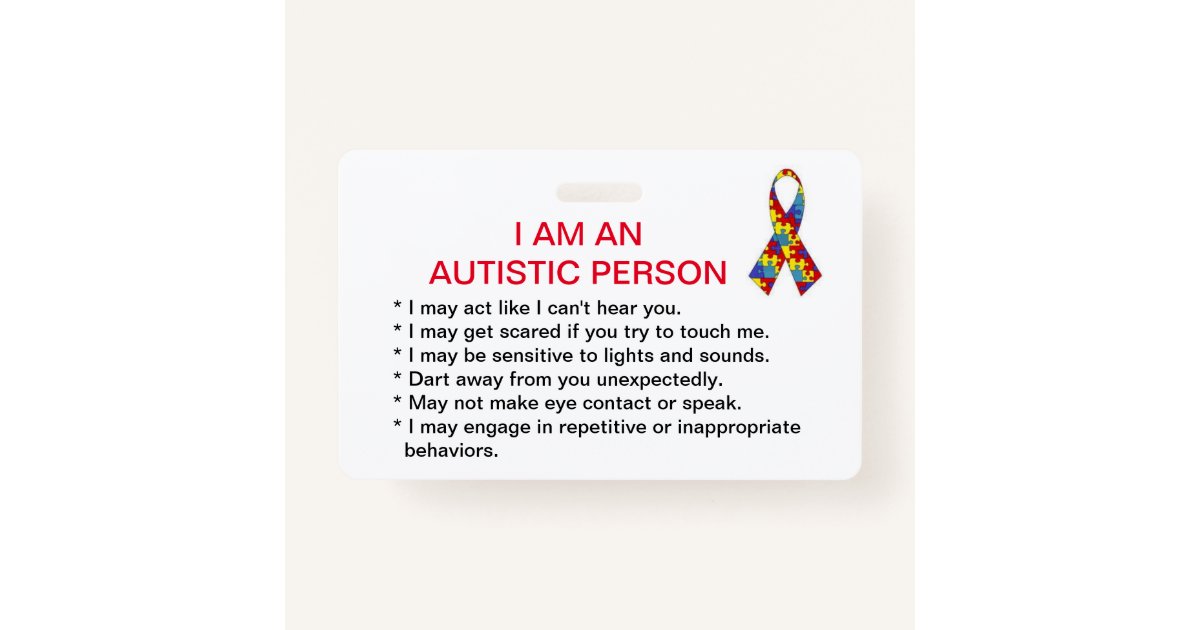 Autism ID Tag ID Badge | Zazzle