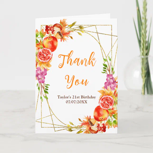 Autumn Fall Harvest Birthday Party Thank You Card | Zazzle