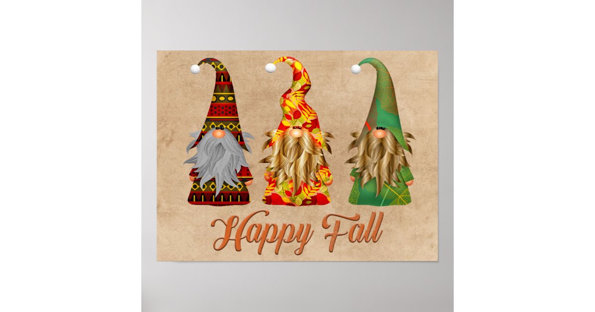 Autumn Gnomes Happy Fall Poster | Zazzle