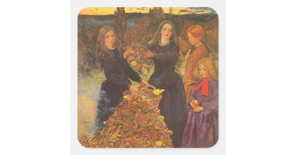 Autumn Leaves by Sir John Everett Millais Square Sticker | Zazzle