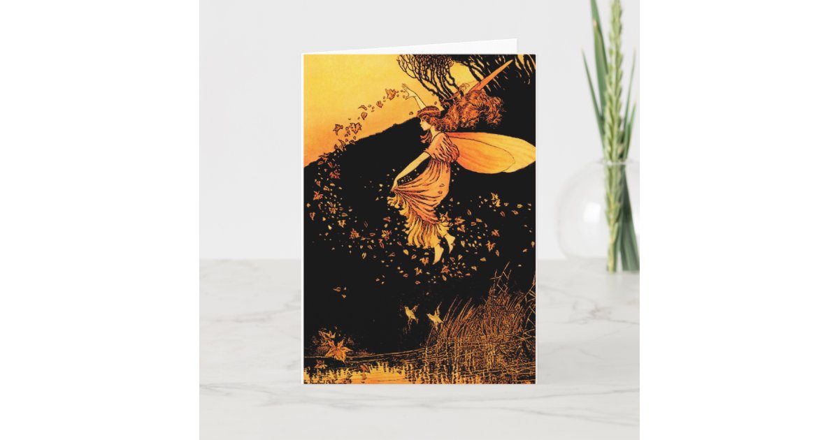 Autumn Leaves Faerie Greeting Card | Zazzle