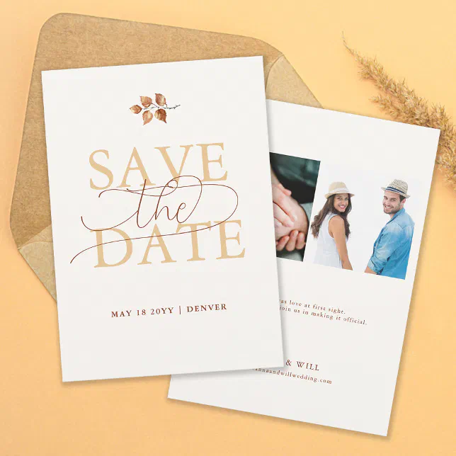 Autumn Leaves Fall Wedding Orange Save the Date Invitation | Zazzle