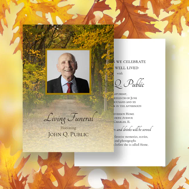 Autumn Leaves Lane Living Funeral Party Invitation | Zazzle