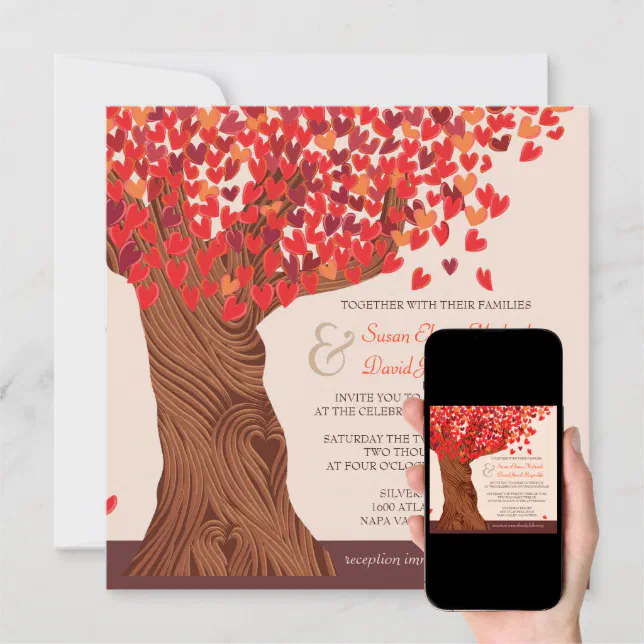 Autumn Love Romantic Oak Tree Wedding Invite | Zazzle