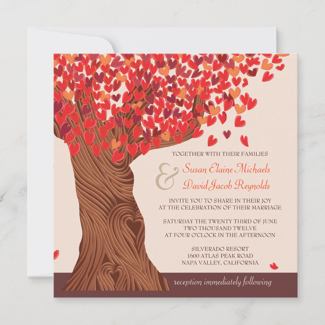 Autumn Love Romantic Oak Tree Wedding Invite | Zazzle