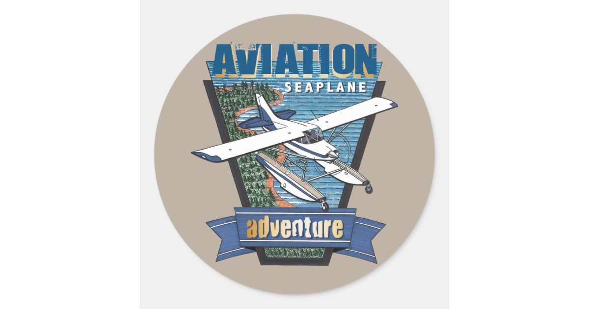 Aviation Seaplane Adventure Classic Round Sticker | Zazzle