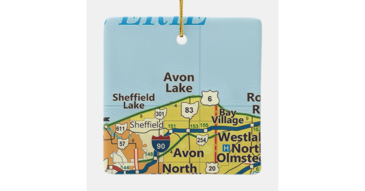 Avon Lake OH Vintage Map Ceramic Ornament | Zazzle