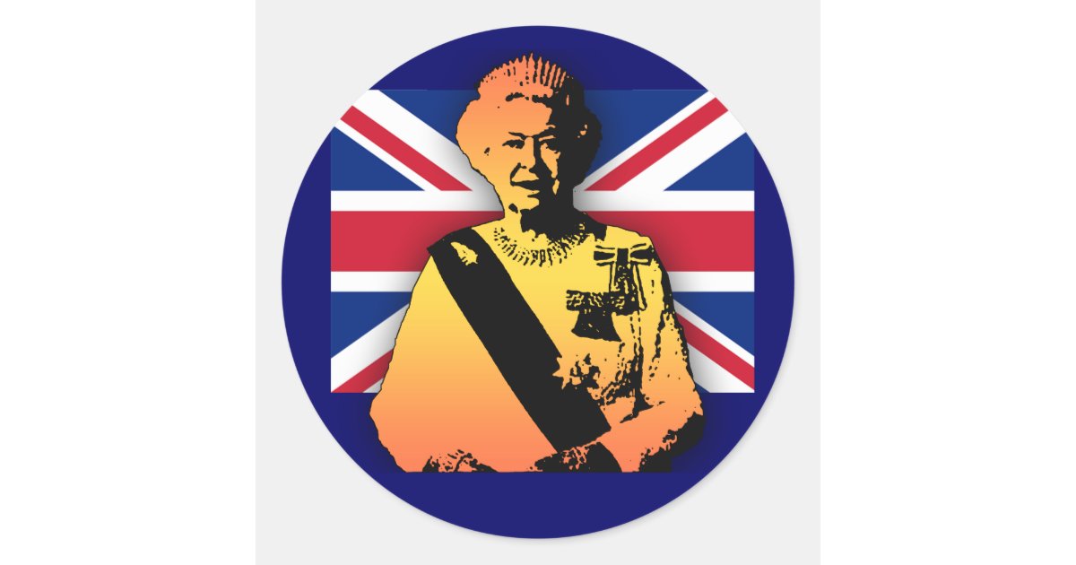 Awesome Pop Art Diamond Jubilee with Union Jack Classic Round Sticker ...