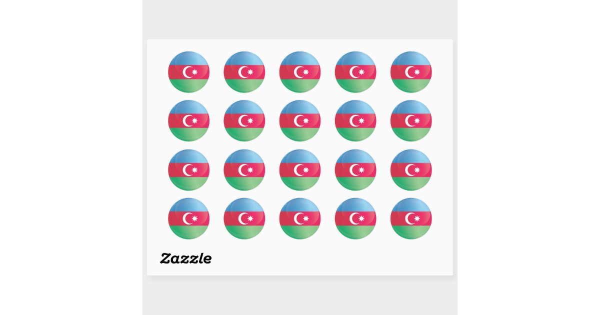 Azerbaijan Round Icon Flag Classic Round Sticker | Zazzle