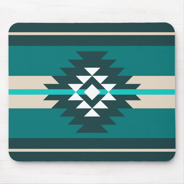 Aztec design in turquoise colour mouse mat | Zazzle