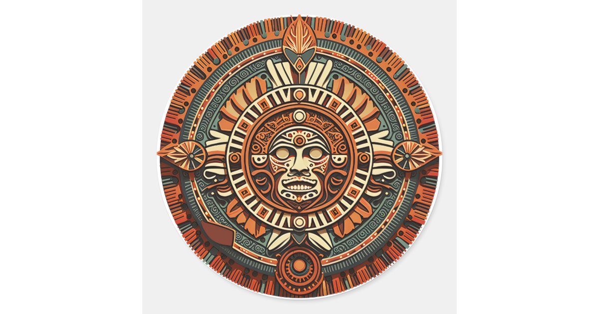 Aztec, Inca and Maya Ancient Symbol Classic Round Sticker | Zazzle