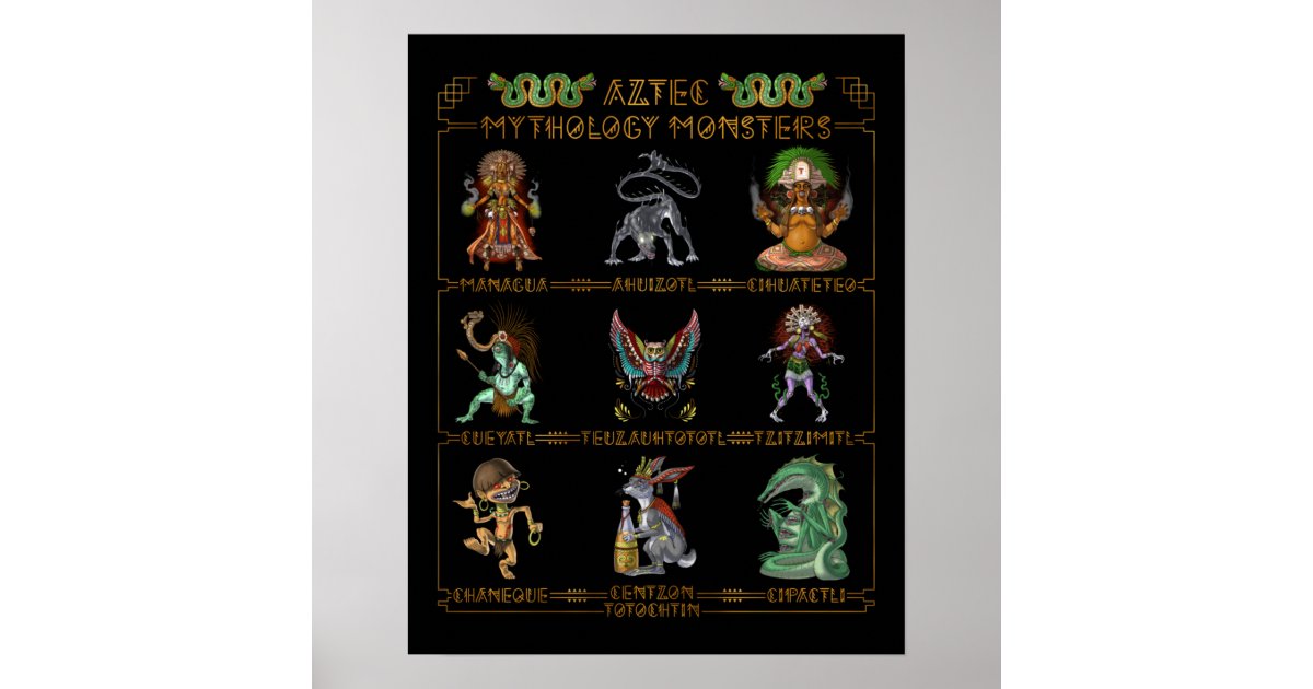 Aztec Mythology Monsters Poster | Zazzle