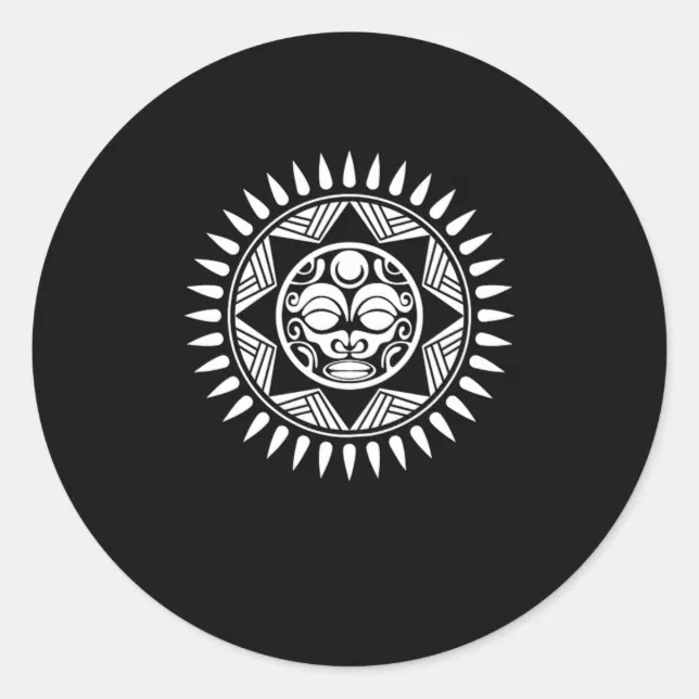 Aztec Sun Symbol Warrior Maya Inca Culture Gift Classic Round Sticker ...