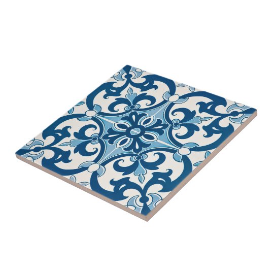 Azulejo Fleur De Lis Style Pattern Tile | Zazzle.co.uk