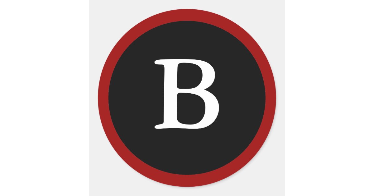 B : Initial B Letter B Red, White & Black Sticker | Zazzle