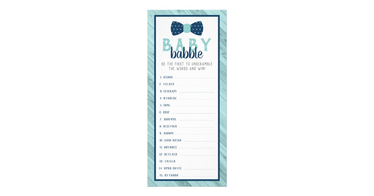 Baby Babble Word Scramble Baby Shower Game Rack Card | Zazzle