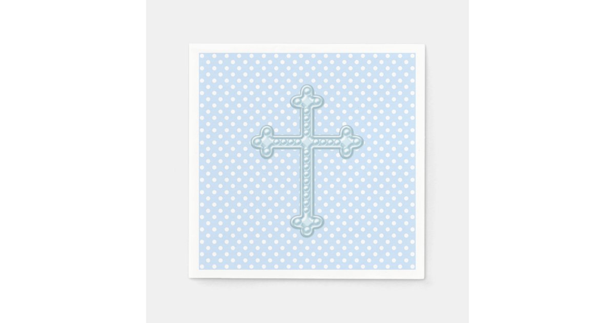 Baby Blue Cross Christening Napkin | Zazzle