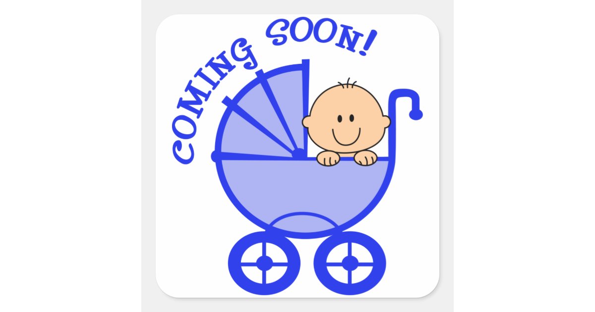 Baby Boy Coming Soon Square Sticker | Zazzle.co.uk