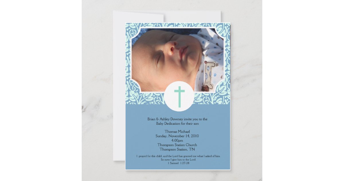 Baby Dedication BOY Baptism Photo Invitation 5x7 | Zazzle