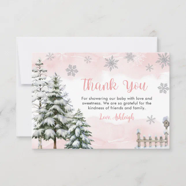 Baby it's Cold Outside Girl Baby Shower Thank You Card | Zazzle