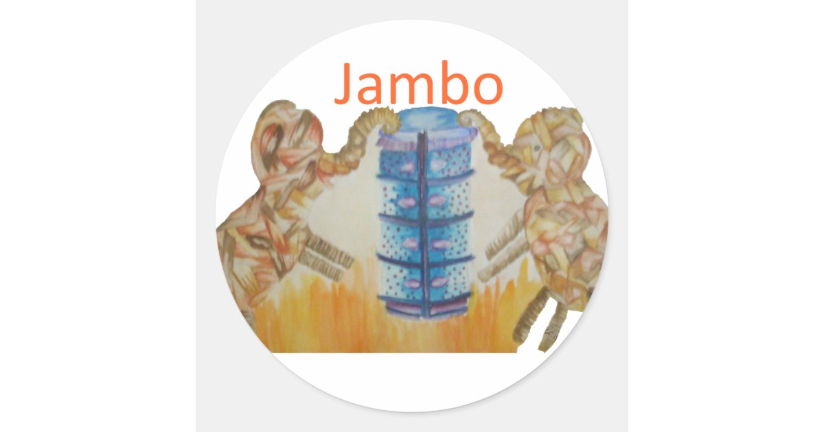 Baby Kids Jambo Jumbo Elephants Design Classic Round Sticker | Zazzle