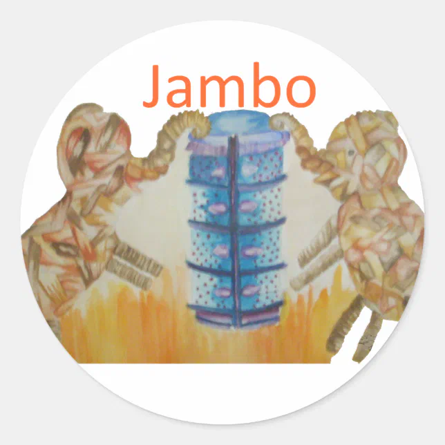 Baby Kids Jambo Jumbo Elephants Design Classic Round Sticker | Zazzle