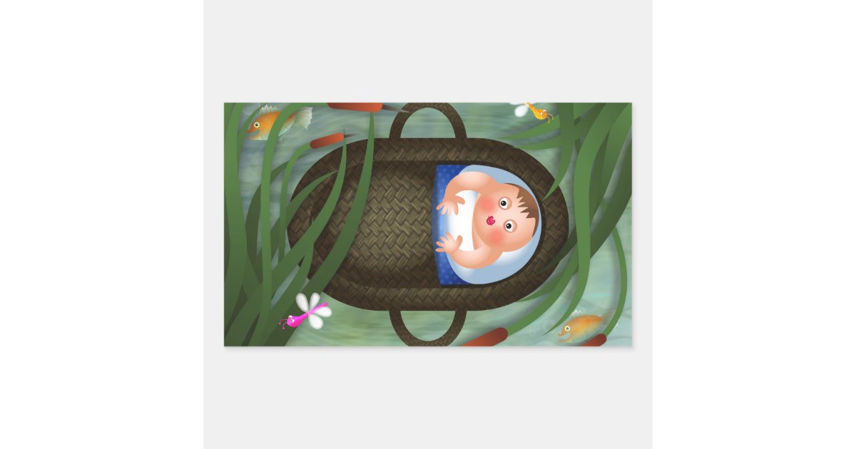 Baby Moses Passover Cartoon Rectangular Sticker | Zazzle