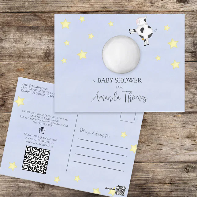 Baby Shower QR Code Gift Registry Nursery Rhyme Postcard | Zazzle