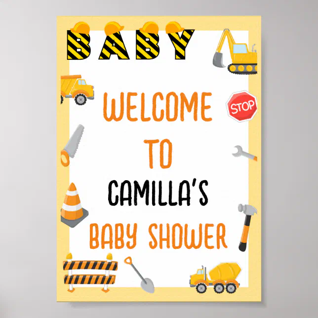 Baby Under Construction Baby Shower Game Sign | Zazzle