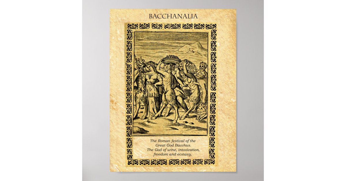 BACCHANALIA, God Bacchus Poster | Zazzle