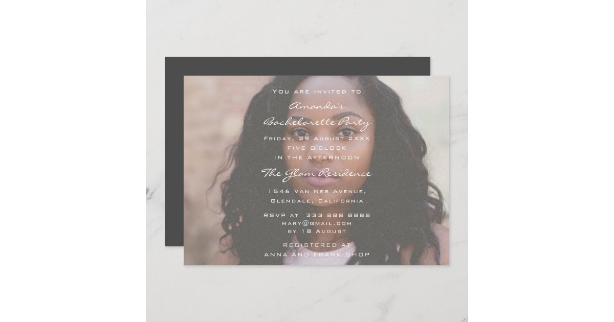 Bachelorette Birthday Party Photo Grey Grey Grunge Invitation | Zazzle