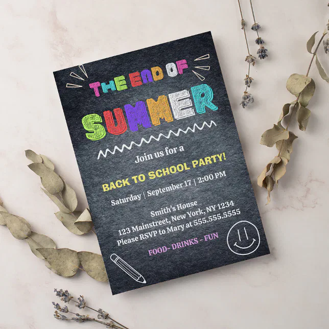 Back to school end of summer Party Invitation | Zazzle