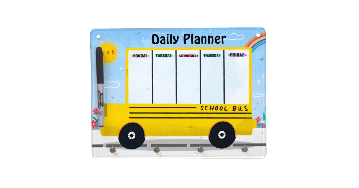Back to School Timetable Bus Dry Erase Board | Zazzle