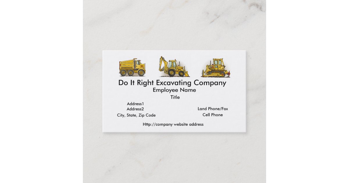 Backhoe Digger Construction Business Cards | Zazzle
