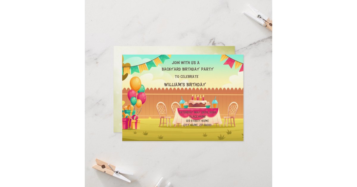 BackYard Birthday Party Invitation | Zazzle