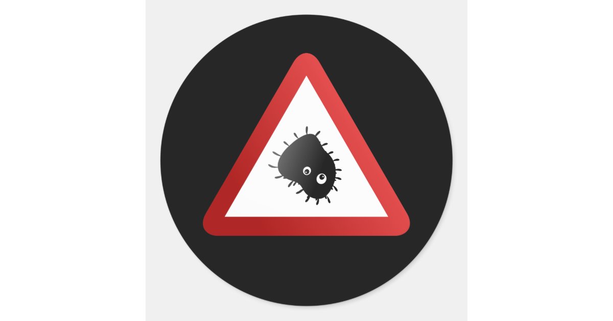 Bacteria Warning Sign Classic Round Sticker | Zazzle