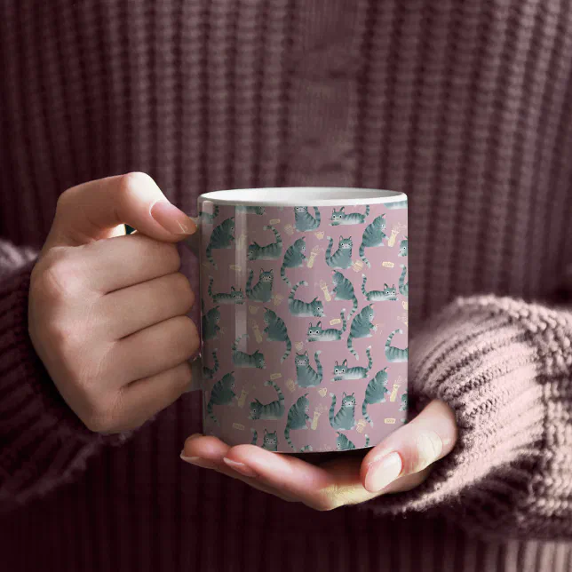 Bad Grey Tabby Cats Knocking Stuff Over Coffee Mug | Zazzle