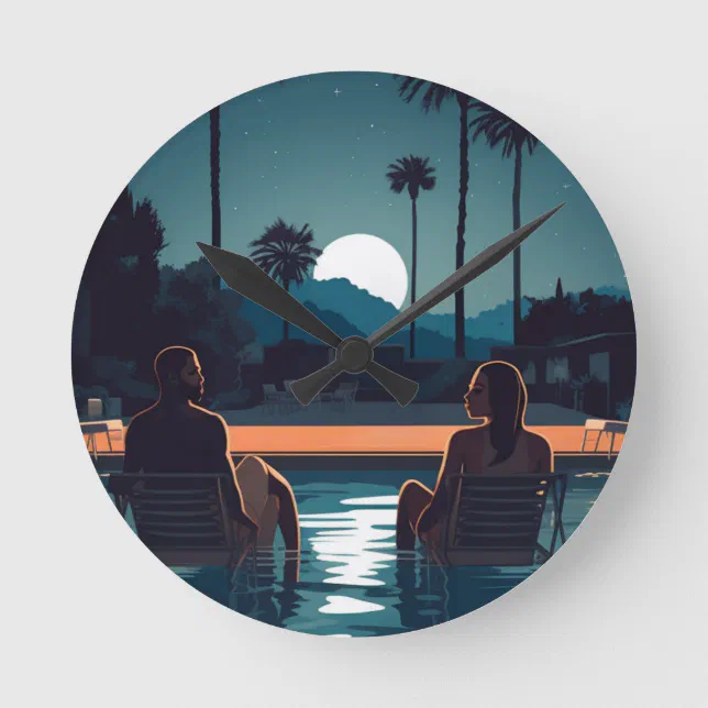 BAE-CATION #4 POSTCARD ROUND CLOCK | Zazzle