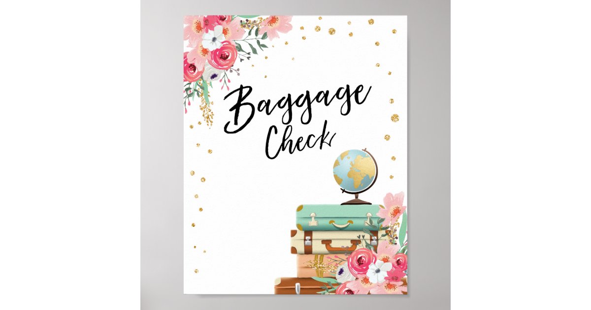 Baggage Check Sign Travel shower Miss to Mrs Favou | Zazzle