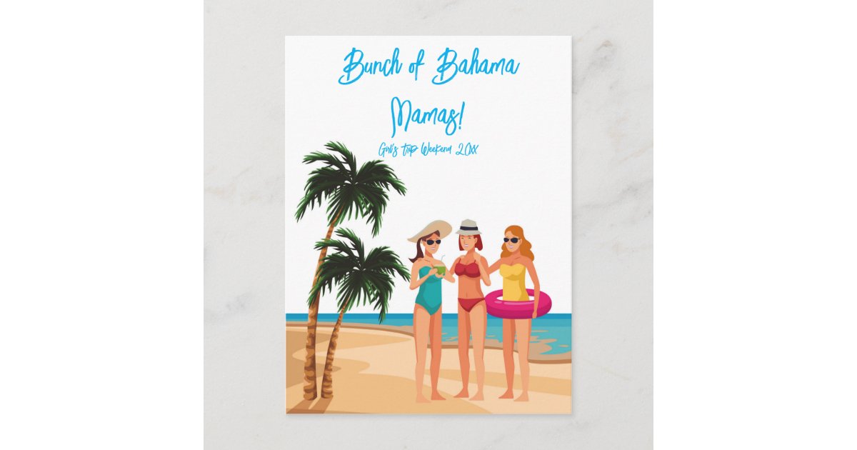 Bahamas Girls Trip Bachelorette Party Vacation Invitation Postcard | Zazzle